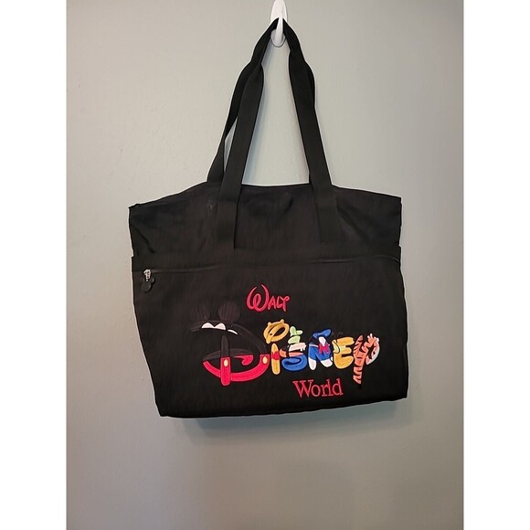 Disney | Bags | Walt Disney World Tote Bag Black Embroidered Mickey ...